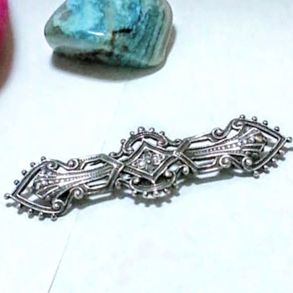 Vintage | Jewelry | Vintage Silverplated Victorian Revival Bar Pin ...